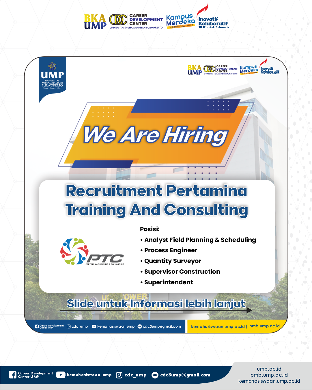 Lowongan Pekerjaan – Career Development Center UMP